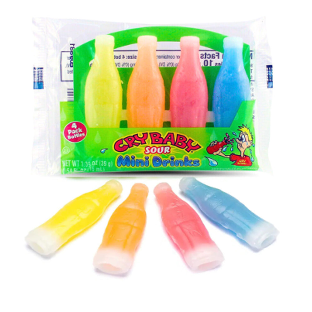 Cry Baby Sour Mini Drink Wax Bottles – 18x4 Pack | Sour Candy – WingsMart