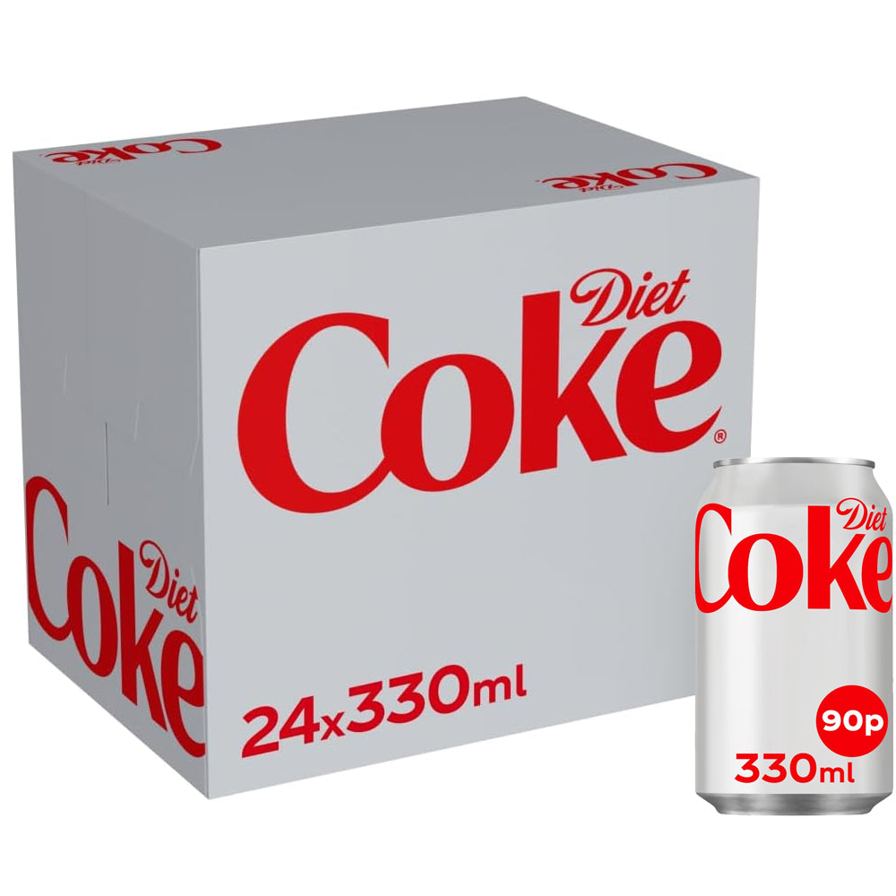 Diet Coke PMP Cans 24 x 330ml Case Low Calorie Sugar Free Soft Drink ...