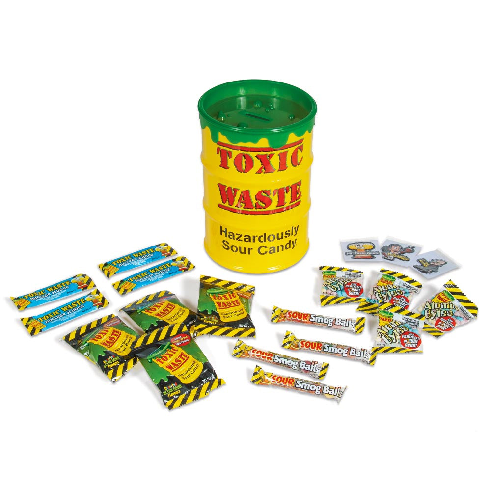 Toxic Waste Giant Yellow Money Bank 162 g – Sour Candy Fun – WingsMart