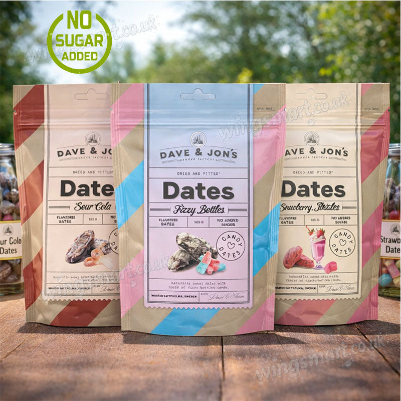 Dave & Jon’s Flavoured Date Candy Collection – 125g Variety Pack (8 ...