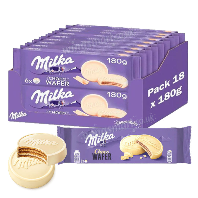 Milka Choco Wafer White 180g (Box of 18 Bars) – WingsMart